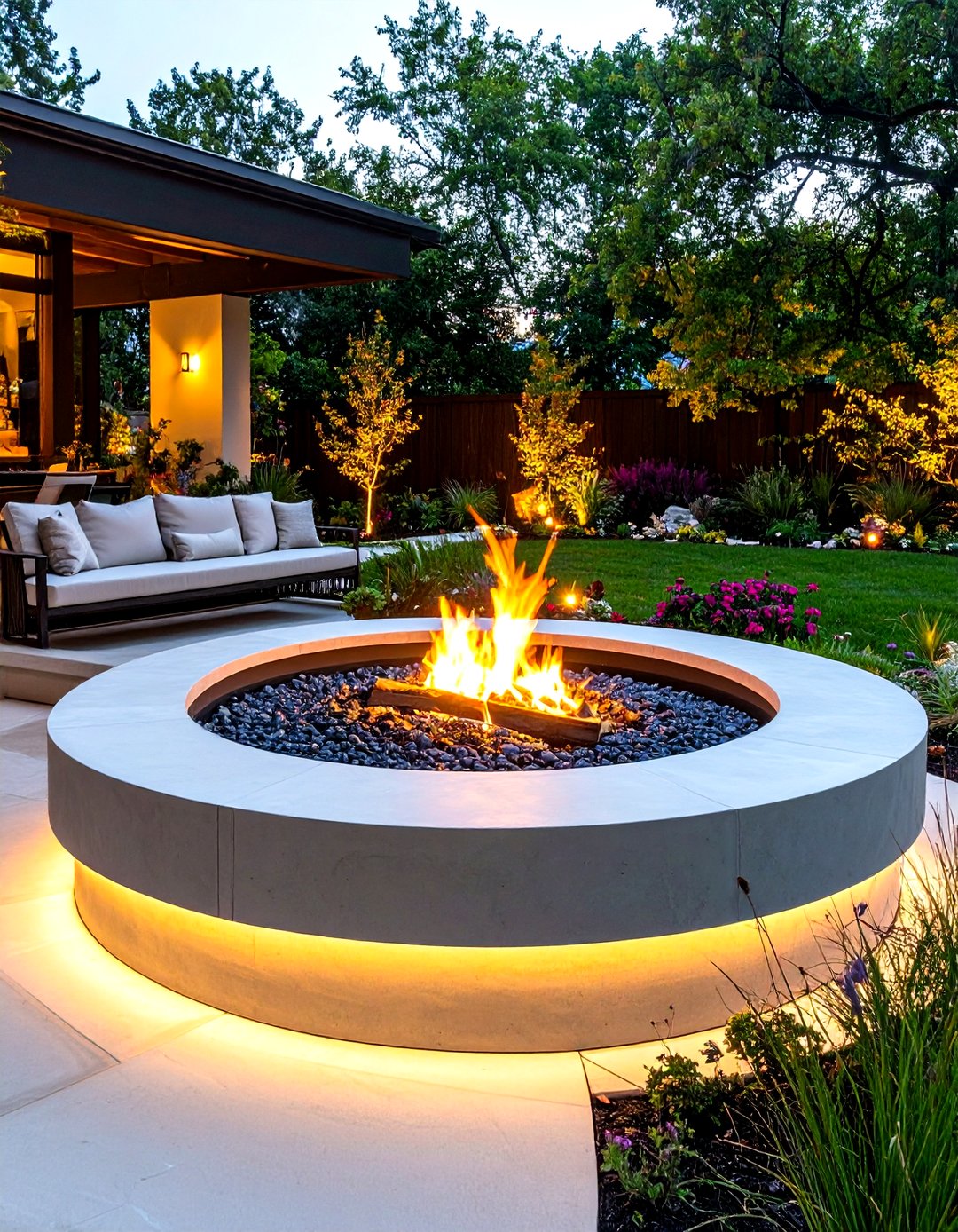 24 Stamped Concrete Patio with Fire Pit Ideas: Zen - Too Much Time