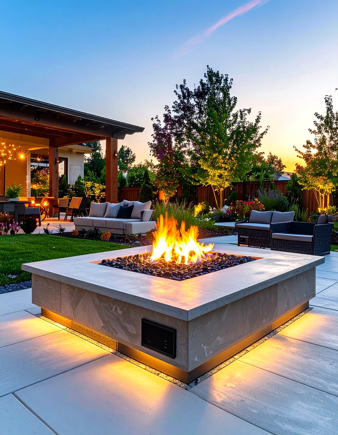 24 Stamped Concrete Patio with Fire Pit Ideas: Zen - Too Much Time