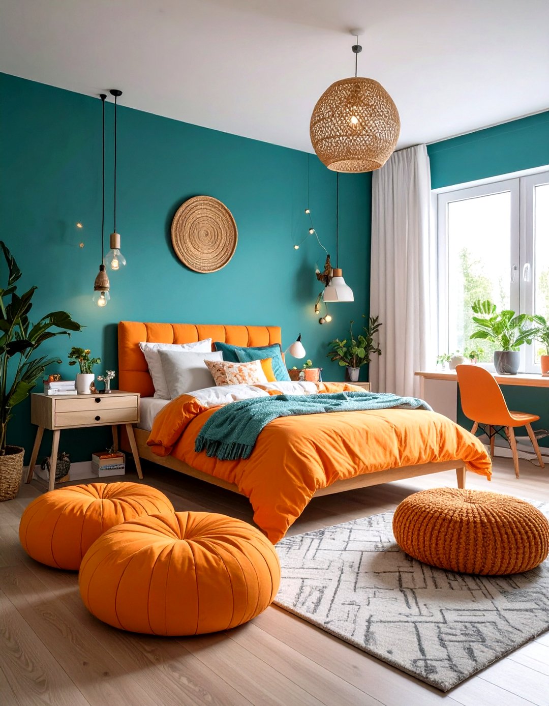 24 Teal and Orange Bedroom Ideas to Brighten Spaces - Too Much Time
