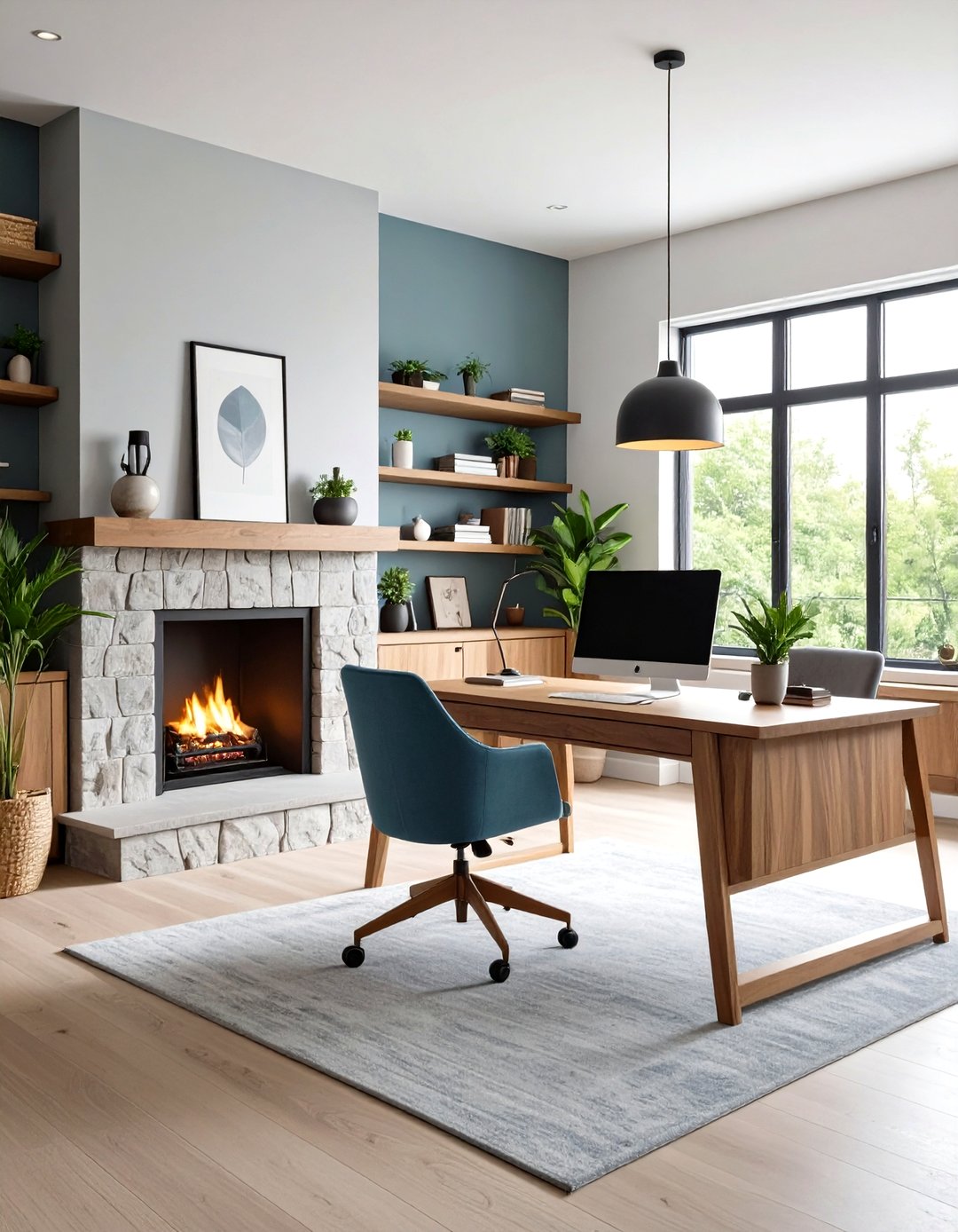 24 Home Office with Fireplace Ideas: Cozy Workspace - Too Much Time