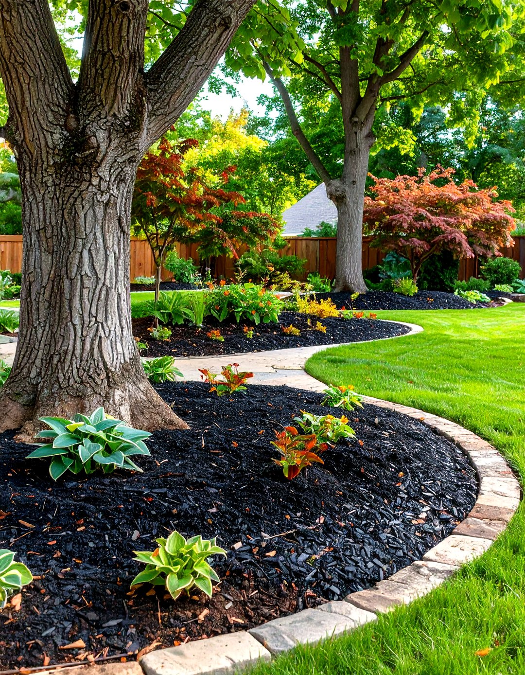 24 Black Mulch Landscaping Ideas for Big Curb Appeal - Too Much Time