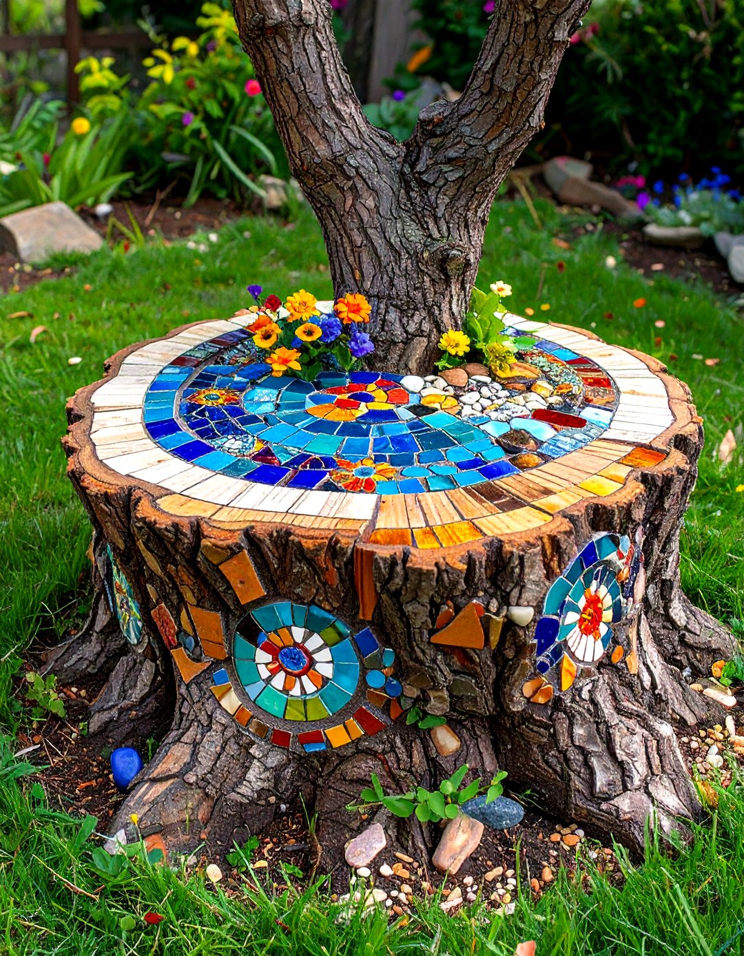 24 Tree Stump Decorating Ideas for Outdoor Charm Today - Too Much Time