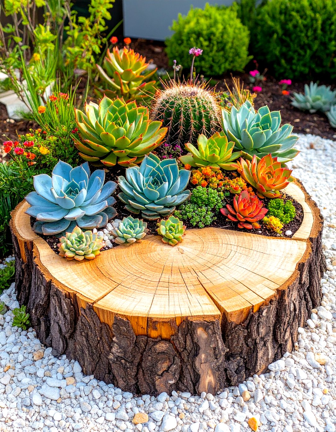 24 Tree Stump Decorating Ideas for Outdoor Charm Today - Too Much Time
