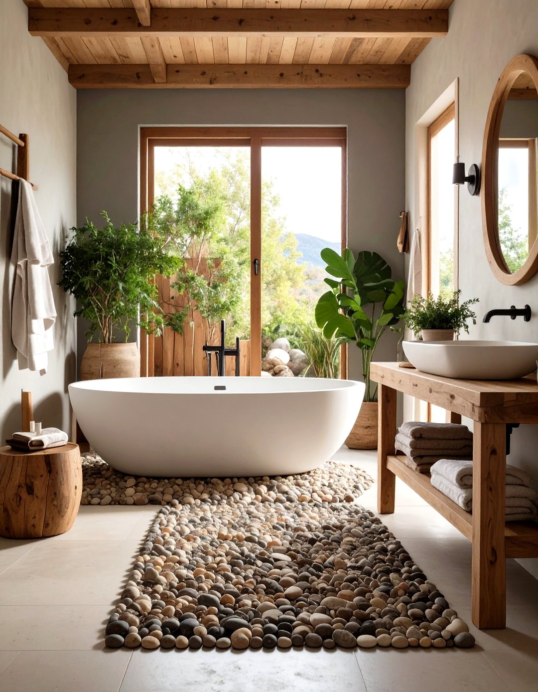 24 Pebble Tile Bathroom Ideas for Cozy Modern Baths - Too Much Time