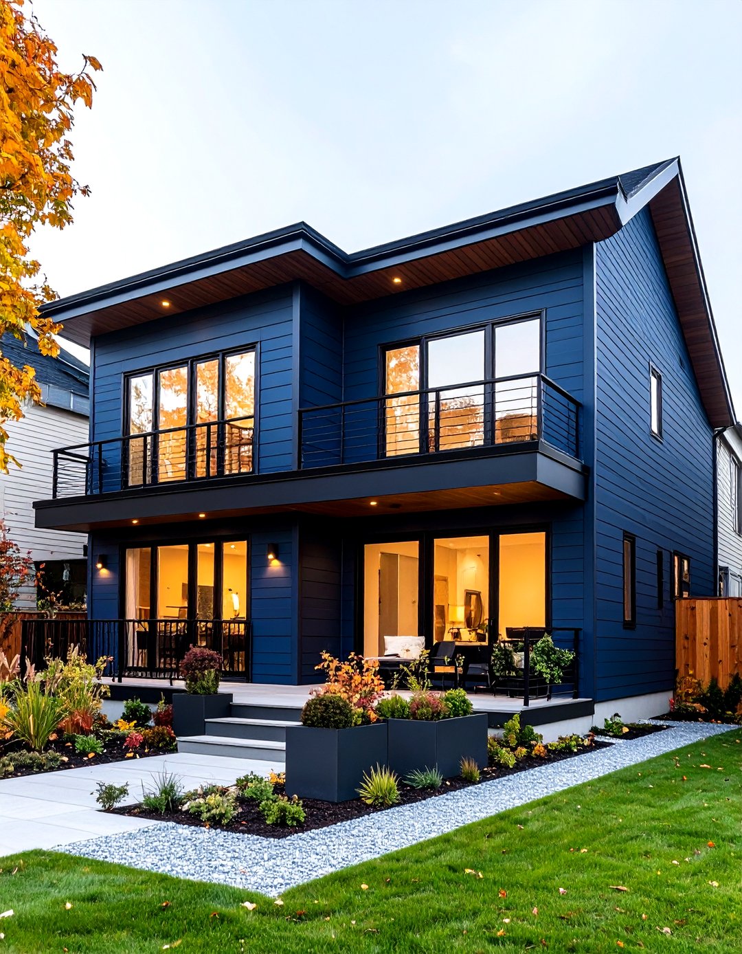24 Blue House with Black Trim Ideas for Modern Homes - Too Much Time
