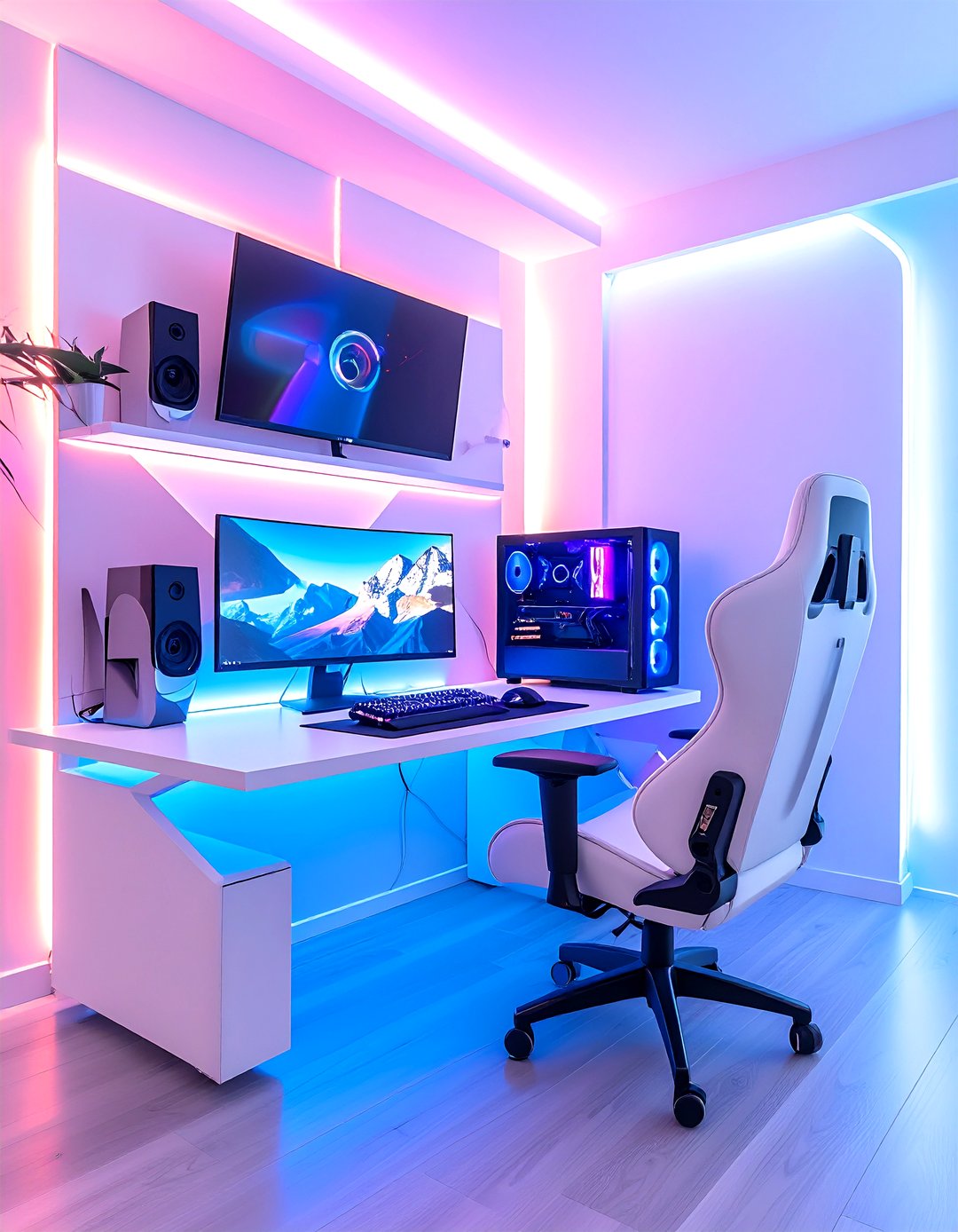 24 All White Gaming Setup Ideas for Clean Play At Home - Too Much Time