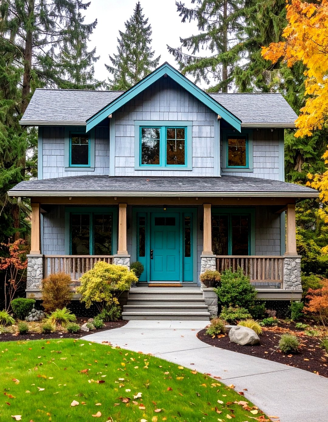 24 Grey House with Blue Door Ideas Offer Curb Appeal - Too Much Time