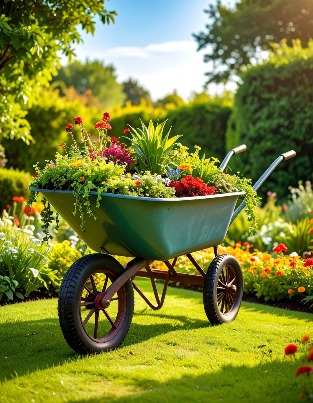 24 Old Wheelbarrow Ideas for Vibrant Garden Displays - Too Much Time