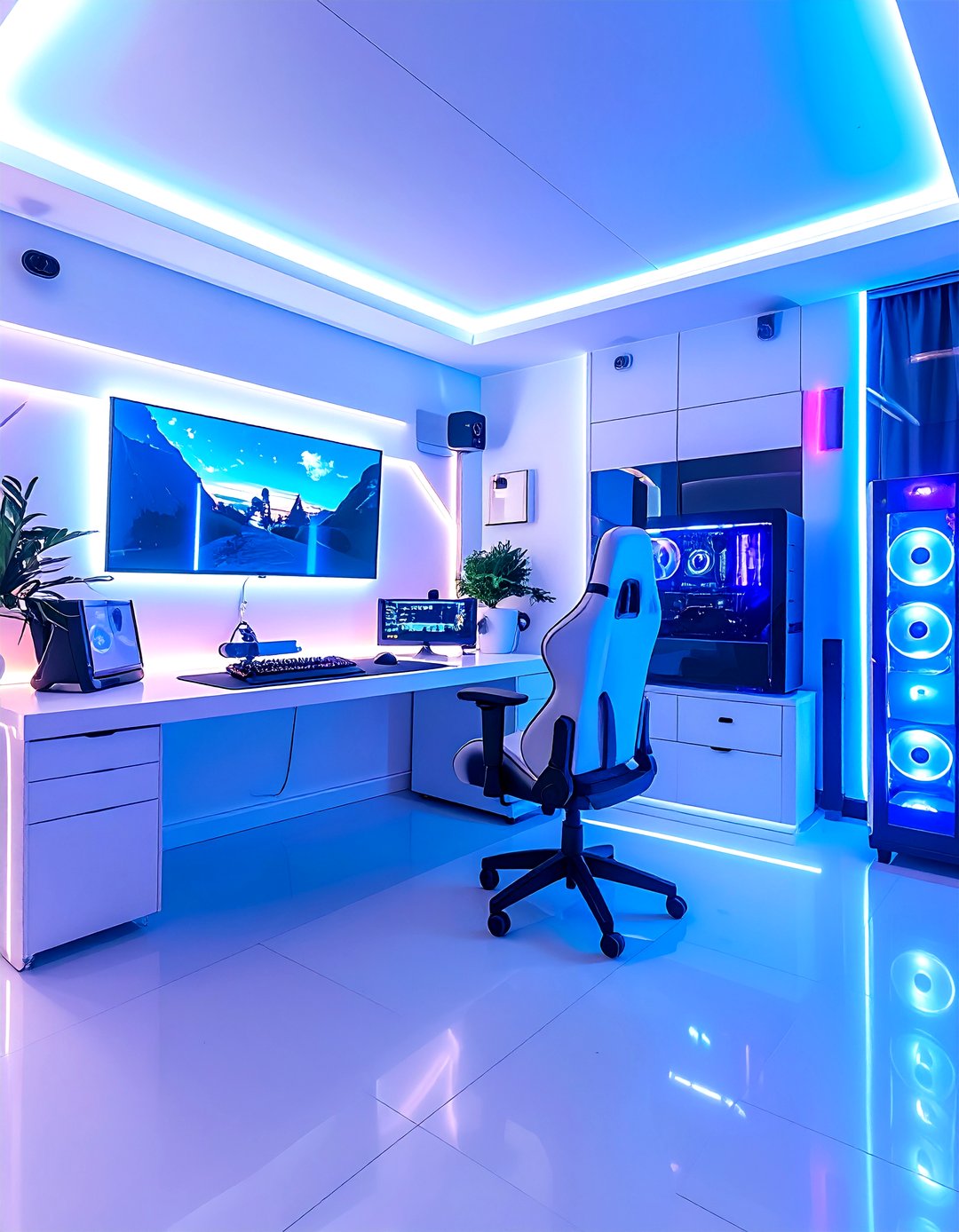 24 All White Gaming Setup Ideas for Clean Play At Home - Too Much Time