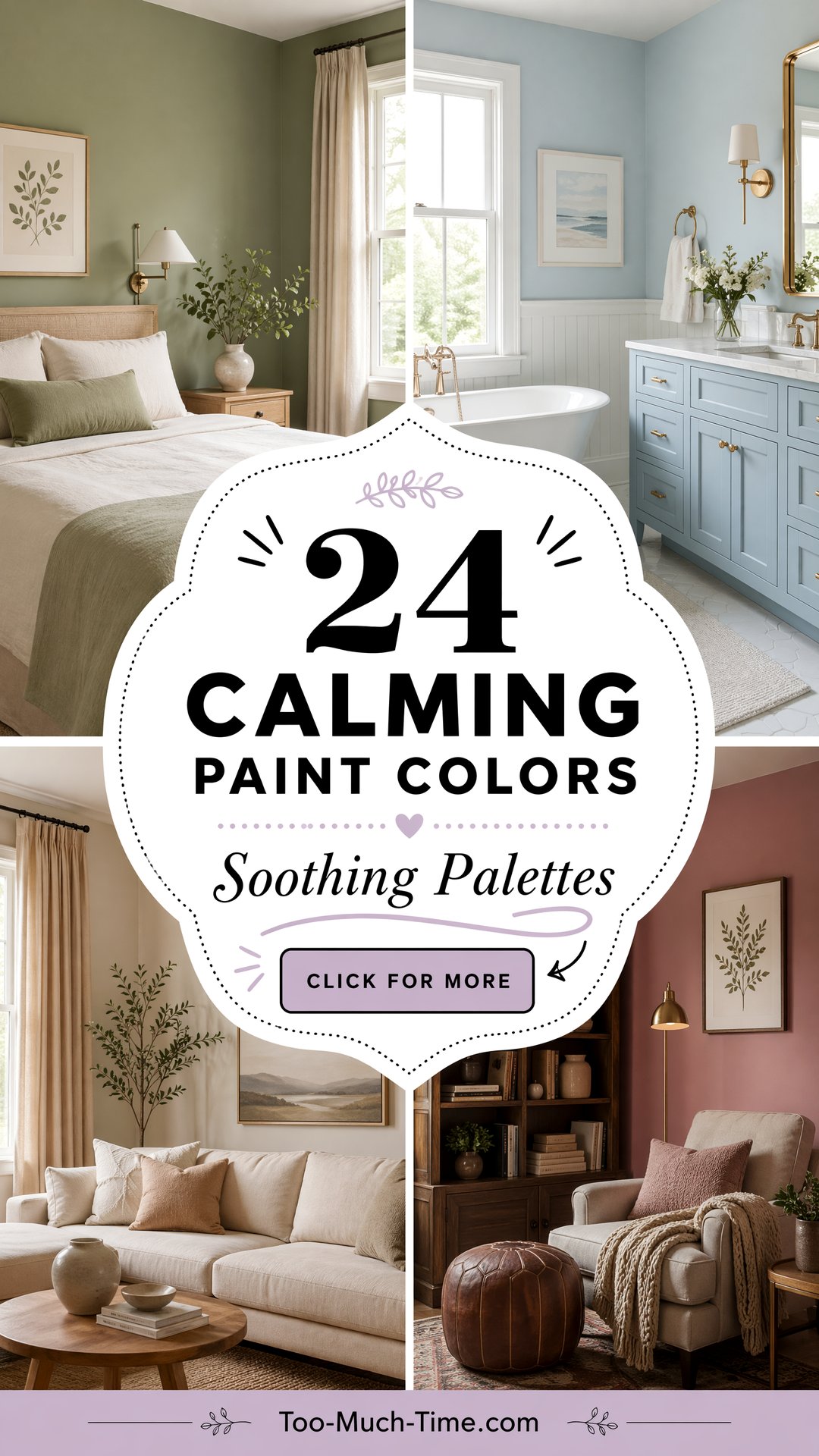 24 Calming Paint Colors: Soothing Palettes for Rooms - Too Much Time