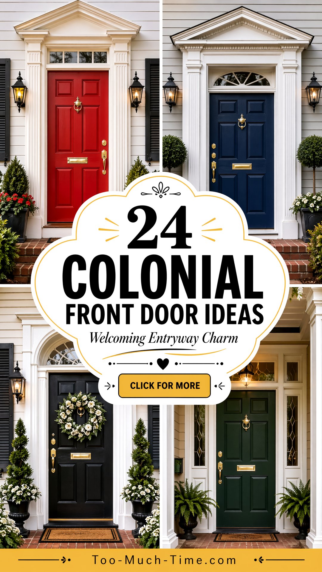 24 Colonial Front Door Ideas for Welcoming Entryways - Too Much Time