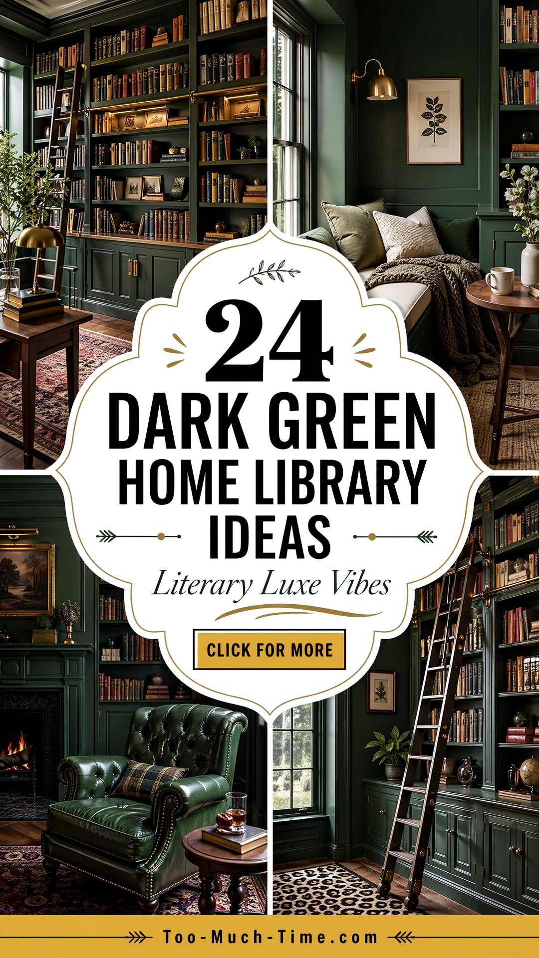 24 Dark Green Home Library Ideas and Inspiration Today. - Too Much Time