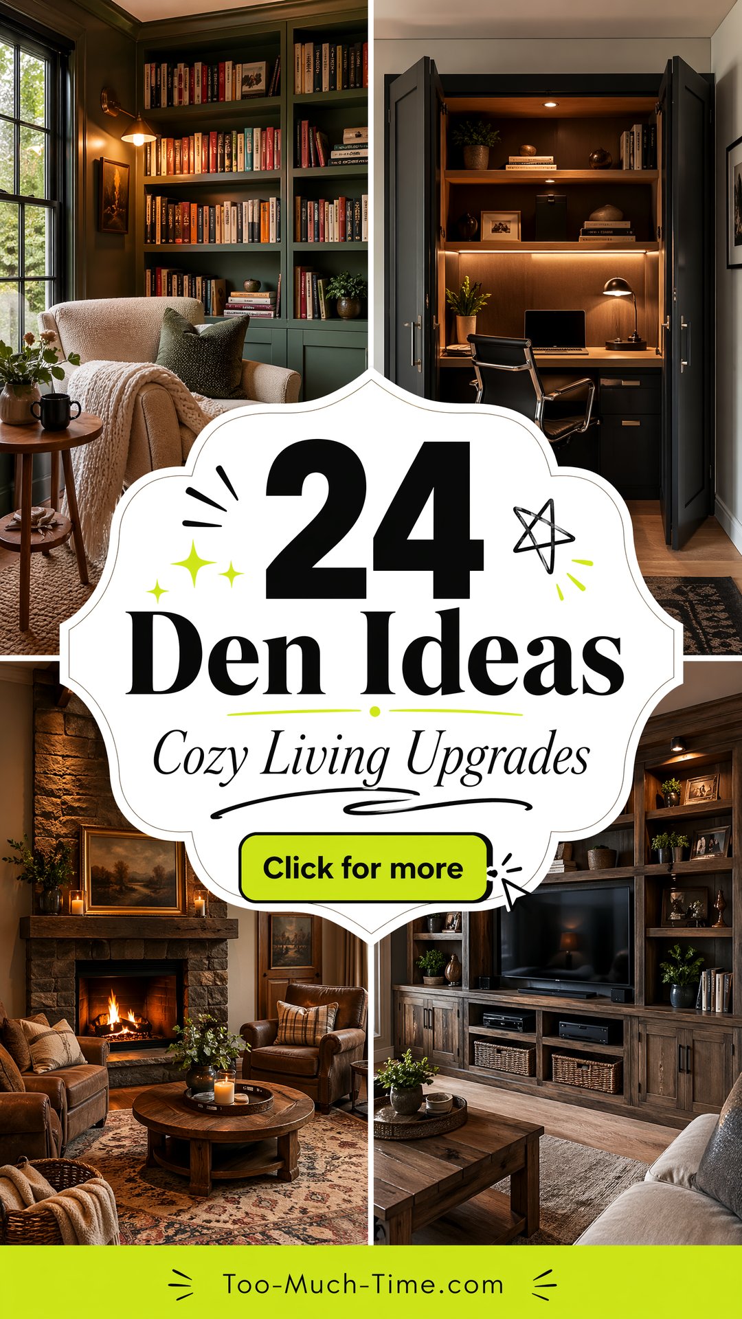 24 Den Ideas for Cozy Living and Workspace Upgrades - Too Much Time