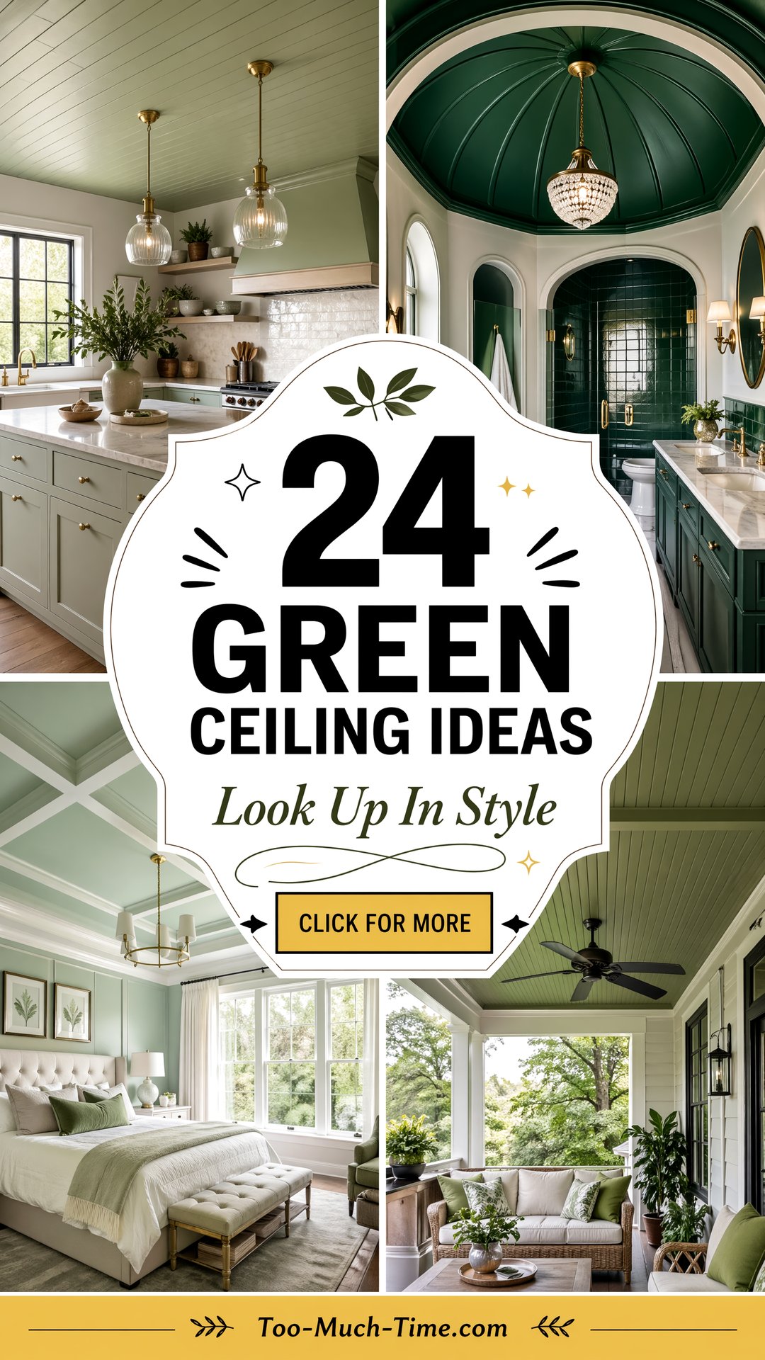 24 Green Ceiling Ideas to Brighten Kitchens and Baths - Too Much Time