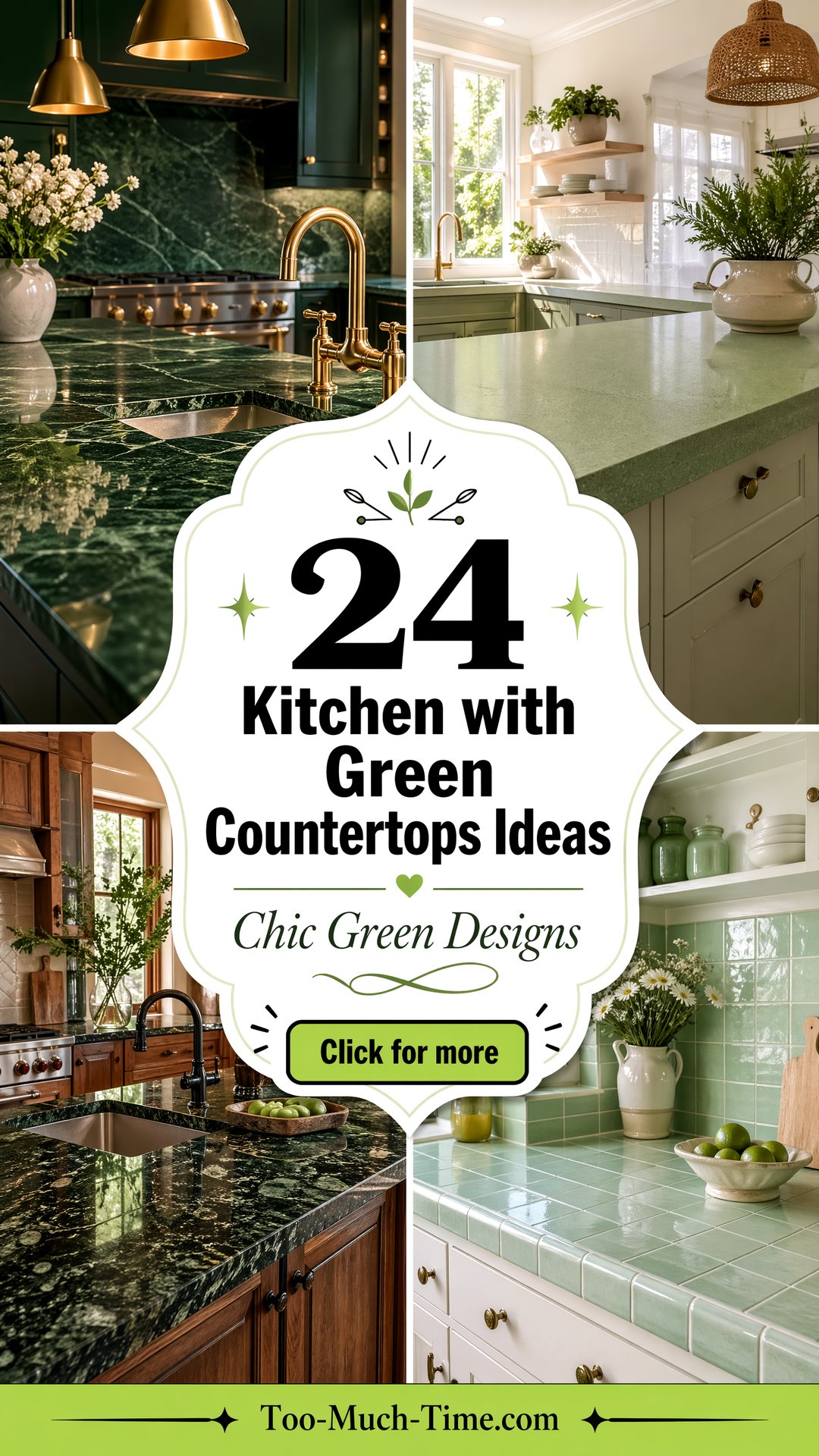 24 Kitchen with Green Countertops Ideas for Chic Design - Too Much Time