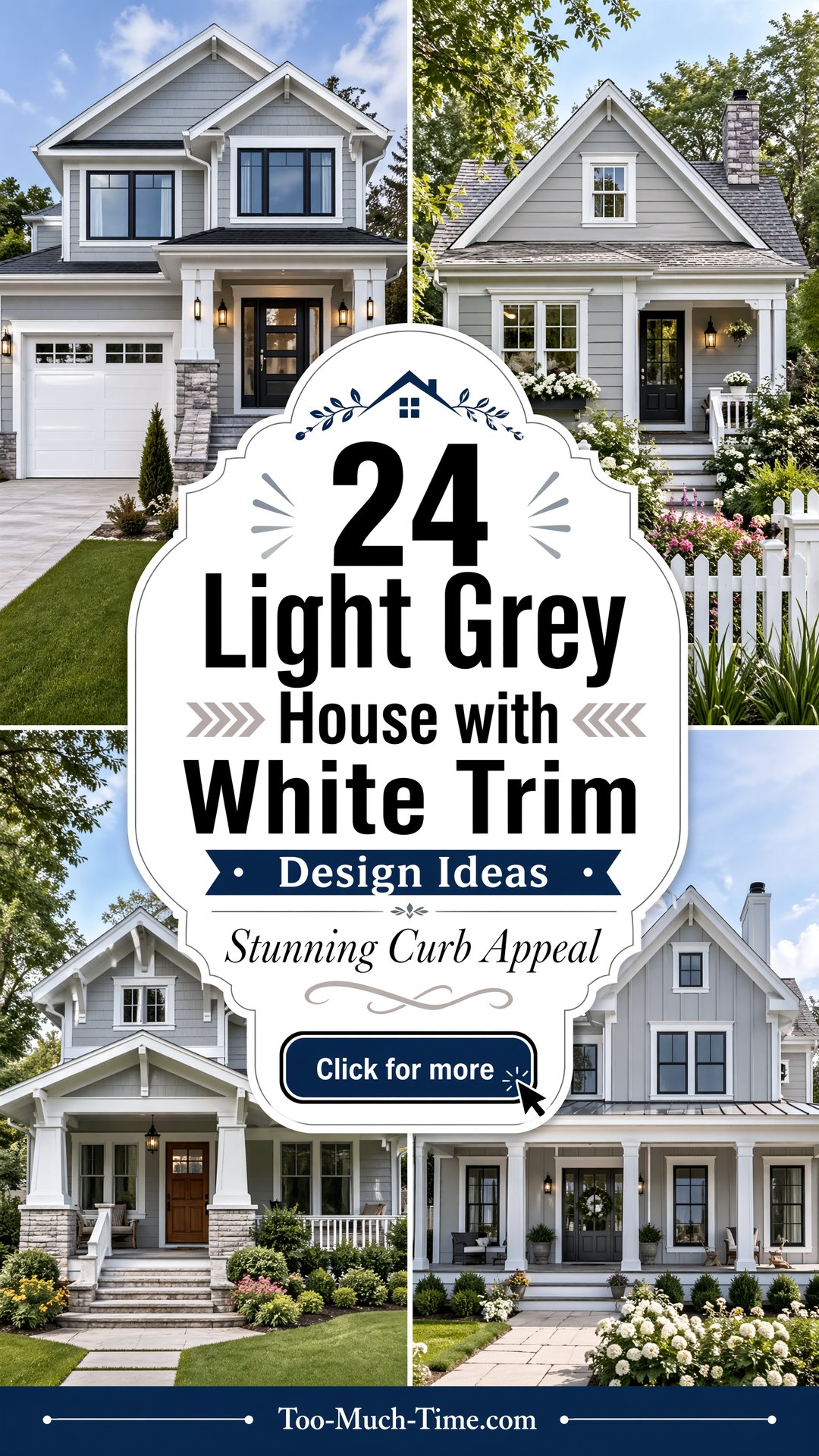 24 Light Grey House with White Trim Design Ideas: Tips - Too Much Time
