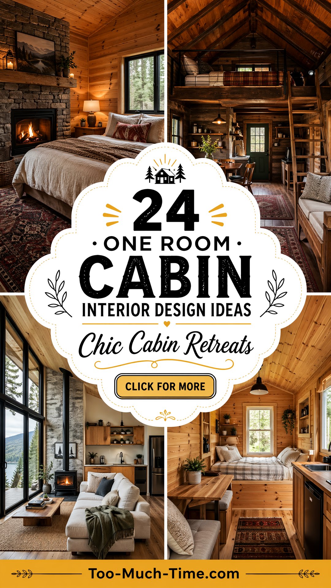 24 One Room Cabin Interior Design Ideas for Cabin Chic - Too Much Time