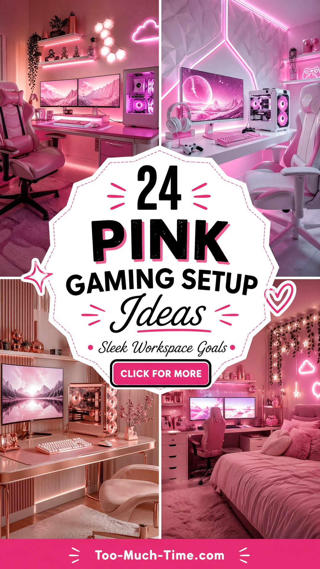 24 Pink Gaming Setup Ideas for a Sleek Workspace Setup - Too Much Time