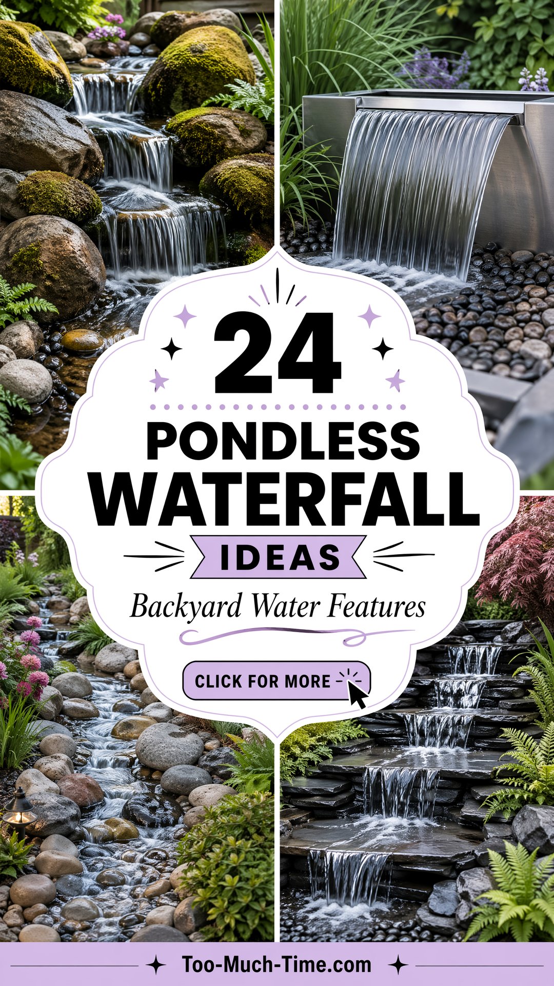 24 Pondless Waterfall Ideas for Backyard Water Features - Too Much Time